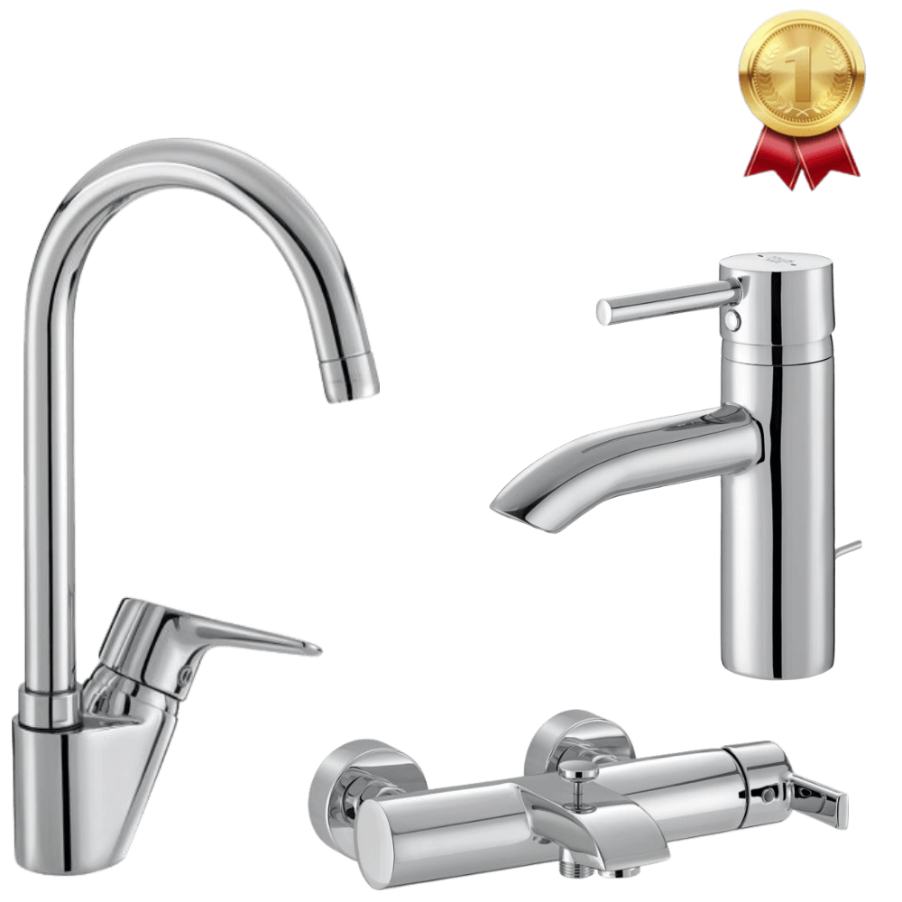 ( طلب مسبق ) طقم خلاط 3 قطع ( خلاط حوض برايم RAK 12000 و خلاط بانيو ودش ...